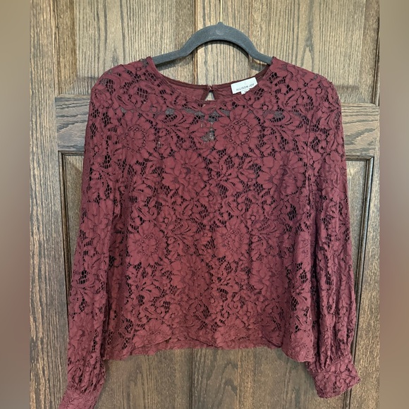 Allison Joy | Tops | Allison Joy Burgundy Lace Blouse | Poshmark